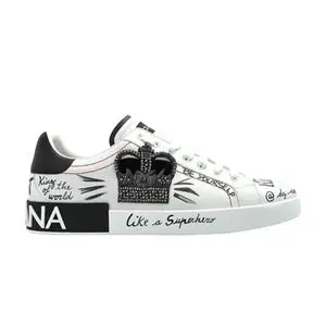 Dolce & Gabbana Rhinestone Crown Sneakers - Black