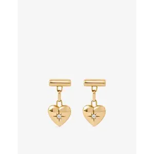 Astley Clarke Biography Heart Stud Drop Earrings - Yellow Gold Vermeil