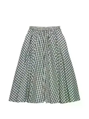 Prada Full Checked Chambray Skirt - Blue