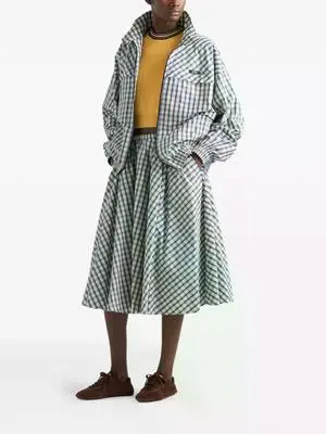 Prada Full Checked Chambray Skirt - Blue