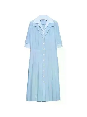 Prada Pongé And Poplin Shirt Dress - Blue