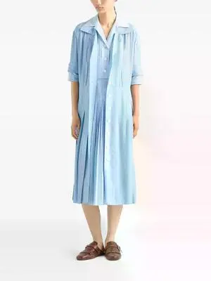 Prada Pongé And Poplin Shirt Dress - Blue