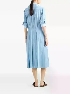 Prada Pongé And Poplin Shirt Dress - Blue