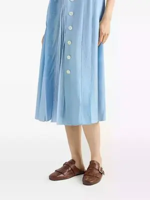Prada Pongé And Poplin Shirt Dress - Blue