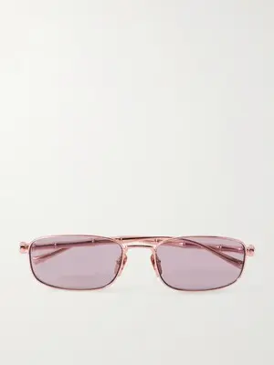 Gucci Bamboo Rectangular Metal Sunglasses - Pink