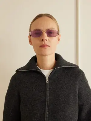 Gucci Bamboo Rectangular Metal Sunglasses