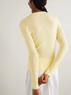 LISA YANG Vivian Ribbed Cotton And Cashmere-blend T-shirt - Yellow