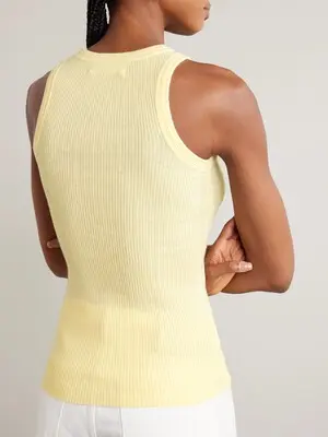 LISA YANG Amya Ribbed Cotton And Cashmere-blend Tank - Yellow