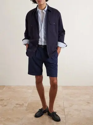 Boglioli Straight-leg Cotton-blend Shorts - Blue
