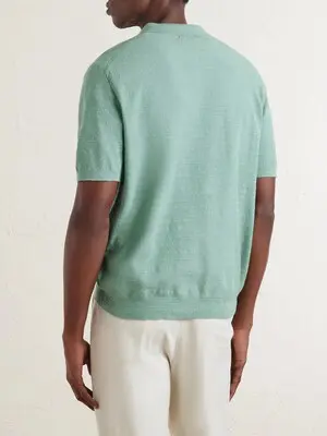 Polo Ralph Lauren Logo-embroidered Cotton And Linen-blend Polo Shirt - Green