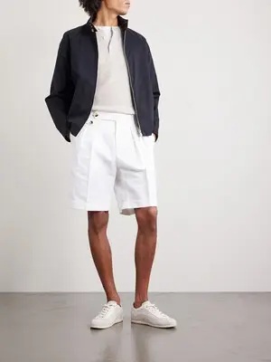 Brunello Cucinelli Ribbed Linen And Cotton-blend Henley Shirt - Neutrals