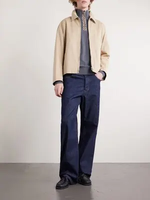 Burberry Checked Wool Half-zip Sweater - Gray