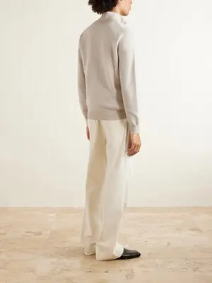 Brioni Cashmere And Silk-blend Half-zip Sweater - Neutrals