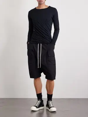 Rick Owens Creatch Pods Straight-leg Cotton Cargo Shorts