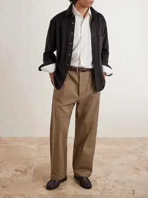 Loro Piana Fuji Cleveland Cotton-gabardine Wide-leg Trousers