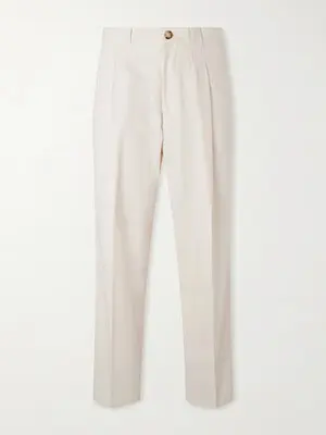 Brunello Cucinelli Straight-leg Pleated Cotton-twill Suit Trousers