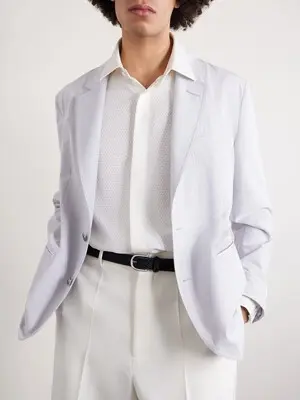 TOM FORD Perforated Silk-twill Shirt - Neutrals