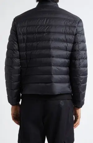 Moncler Mackinac Diagonal Quilted Down Moto Jacket - Black