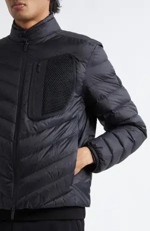 Moncler Mackinac Diagonal Quilted Down Moto Jacket - Black