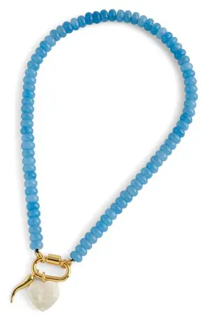Madewell Semiprecious Beaded Charm Necklace - Soft Blue
