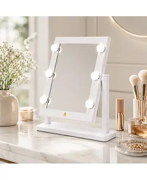 PURSONIC 14" Led Hollywood Glam Mirror – Refined Brilliance Pro Lighted Makeup Mirror - White