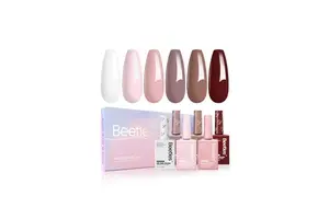BEETLES Neutral Gel Nail Polish Set – 6 Colors - Nude Pink Brown