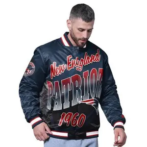 STARTER New England Patriots Pass Rush Varsity Full-snap Jacket - Navy