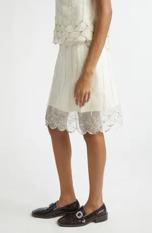 WALES BONNER Triumph Beaded Silk Organza Skirt - Ivory