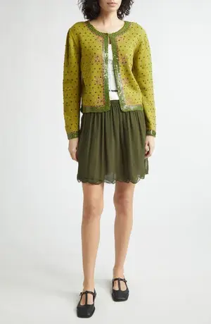 BODE Fairyfloss Beaded Wool & Cashmere Cardigan