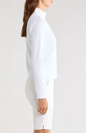 G/fore Rib Knit Quarter Zip Golf Top - Snow