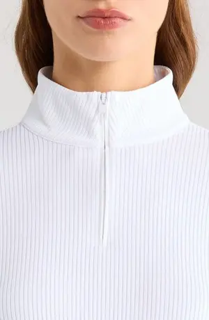 G/fore Rib Knit Quarter Zip Golf Top - Snow