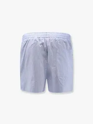 Ami Cotton Bermuda Shorts With Striped Pattern