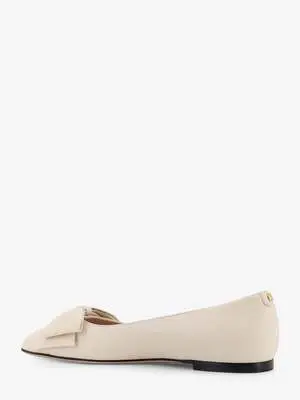 Valentino Garavani Leather Ballerinas With Bow Detailing - White