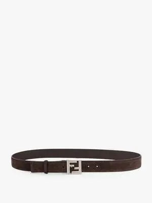 Fendi Squared Ff Suede Belt - Brown