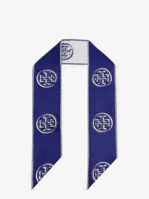 Tory Burch Medallion Logo Silk Tie - Blue