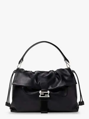 Fendi Flux Maxi Leather Messenger Bag - Black