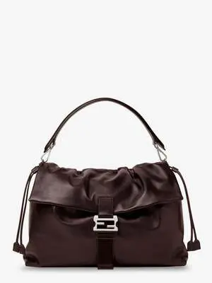 Fendi Flux Maxi Leather Messenger Bag - Brown