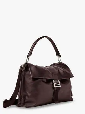 Fendi Flux Maxi Leather Messenger Bag - Brown