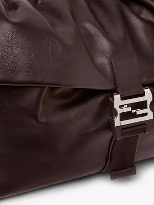 Fendi Flux Maxi Leather Messenger Bag - Brown