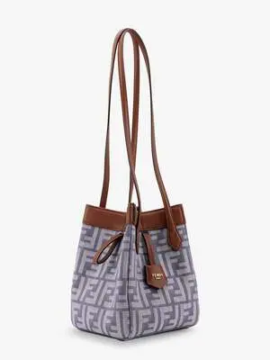Fendi Origami Mini Ff Jacquard Fabric And Leather Shoulder Bag - Grey
