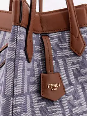 Fendi Origami Mini Ff Jacquard Fabric And Leather Shoulder Bag - Grey