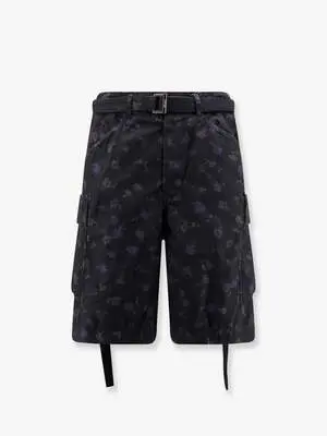 Sacai Printed Cotton Cargo Shorts - Black