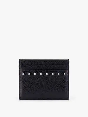Valentino Garavani Leather Card Holder With Stud Detail - Black