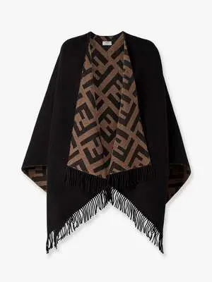 Fendi Cashmere And Wool Poncho - Black