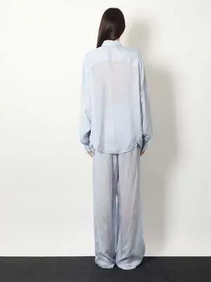 Dries Van Noten Casia Cupro Striped Shirt - Blue