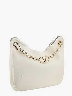 Valentino Garavani Vlogo Signature Chain Leather Shoulder Bag - White