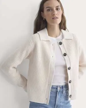Everlane Shrunken Cardigan In Everyday Cotton - Canvas