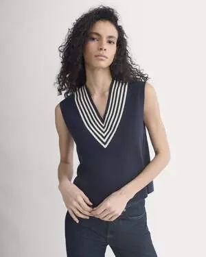 Everlane Relaxed V-neck Cotton Merino Sweater Vest - Navy