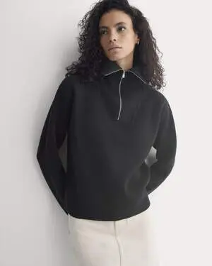 Everlane Double Knit Half-zip Sweater - Black