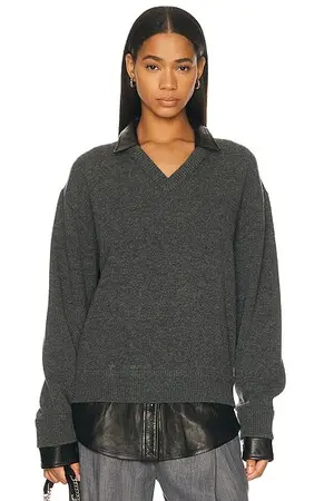 Acne Studios Krispo Sweater With Layered Leather Detail